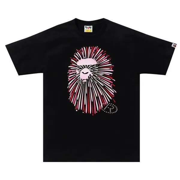 A BATHING APE Ape Head Firework Tee #1 - Black