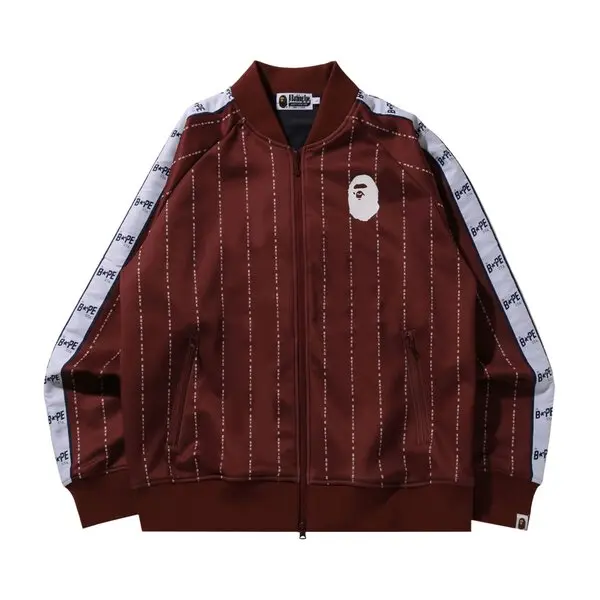 A BATHING APE Text Stripe Jersey Top - Brown