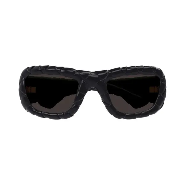 Bottega Veneta Intrecciato Round Sunglasses - Black