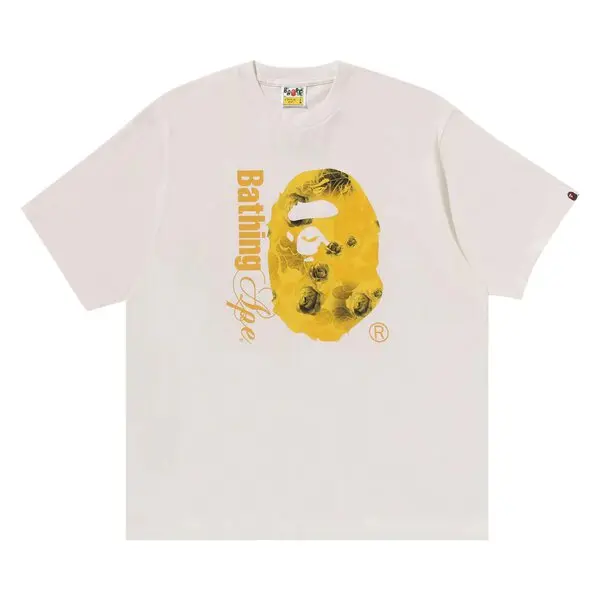 A BATHING APE Floral Solid Camo Ape Head Relaxed Fit Tee 'ivory - Cream