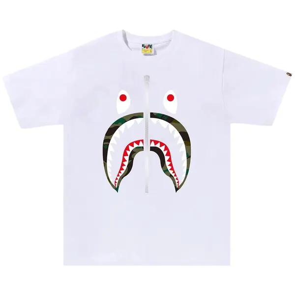 A BATHING APE 1st Camo Shark Tee /green - White