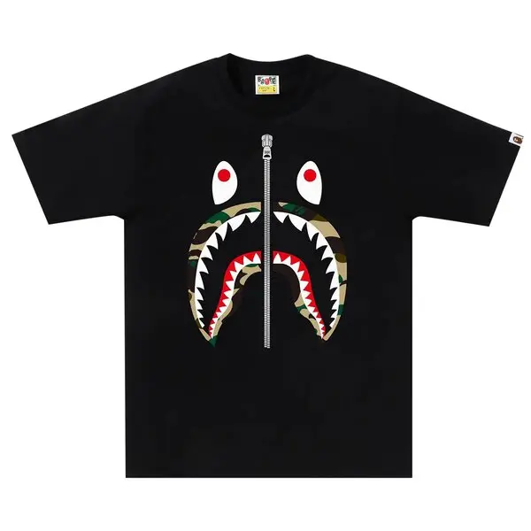 A BATHING APE 1st Camo Shark Tee /yellow - Black