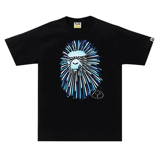 A BATHING APE Ape Head Firework Tee #1 /blue - Black