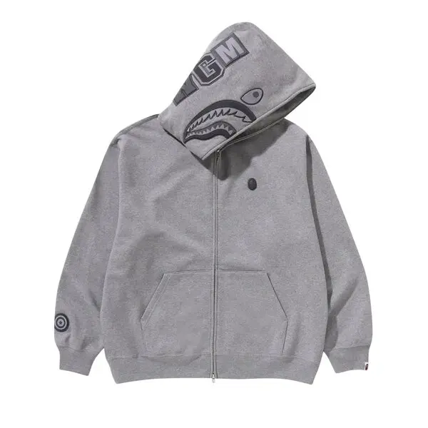 A BATHING APE Ape Head Shark Zip Hoodie - Grey