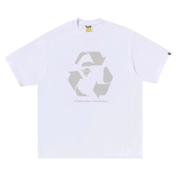 A BATHING APE Recycle Motif Relaxed Fit Tee - White