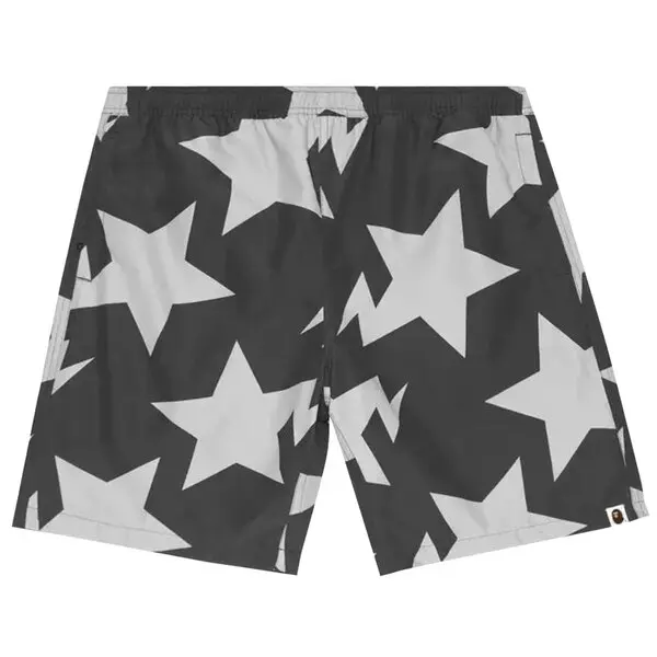 BAPE Sta Pattern Beach Shorts - Black