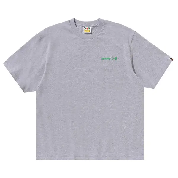 A BATHING APE Water Print Logo Relaxed Fit Tee - Grey