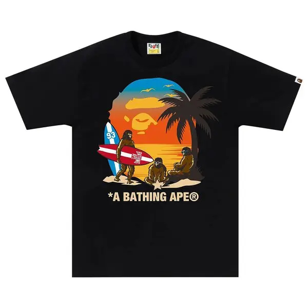 A BATHING APE Sunset Beach Ape Head Tee - Black