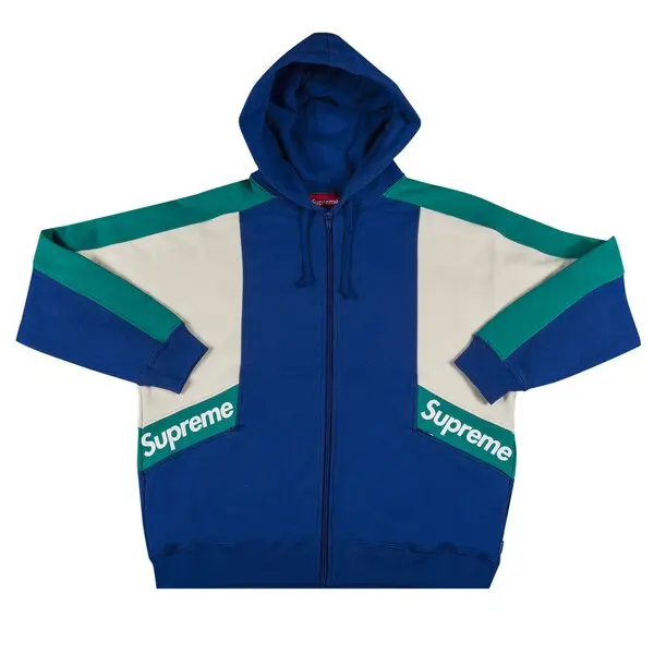 パーカー Supreme Color Blocked Zip Sweatshirt Supreme Color Blocked Zip Up Hooded Sweatshirt - Blue | Editorialist