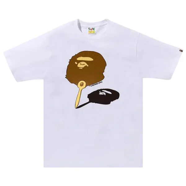 A BATHING APE Japanese Fan Ape Head Tee - White