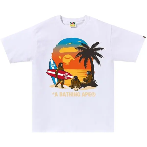 A BATHING APE Sunset Beach Ape Head Tee - White