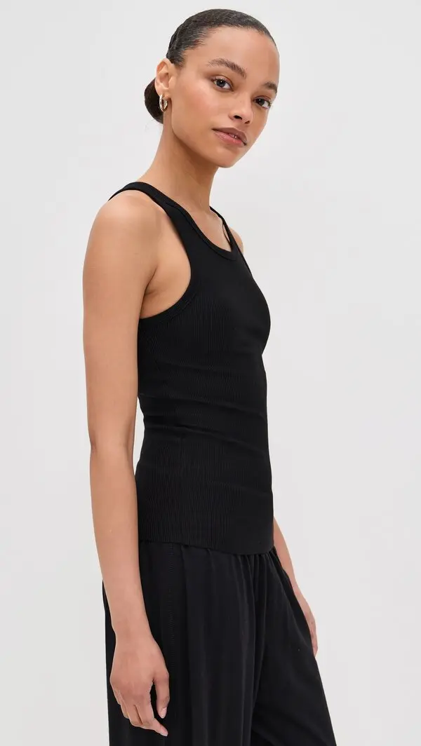 Eterne High Neck Fitted Tank - Black