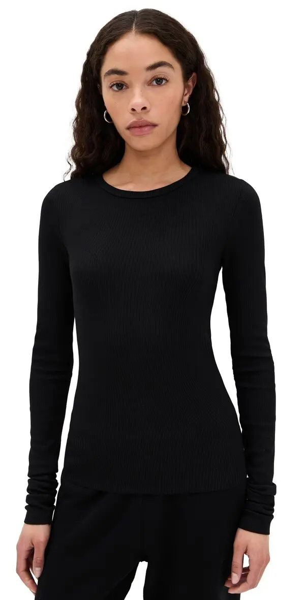 Eterne Long Sleeve Fitted Top - Black