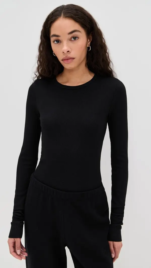 Eterne Long Sleeve Fitted Top - Black