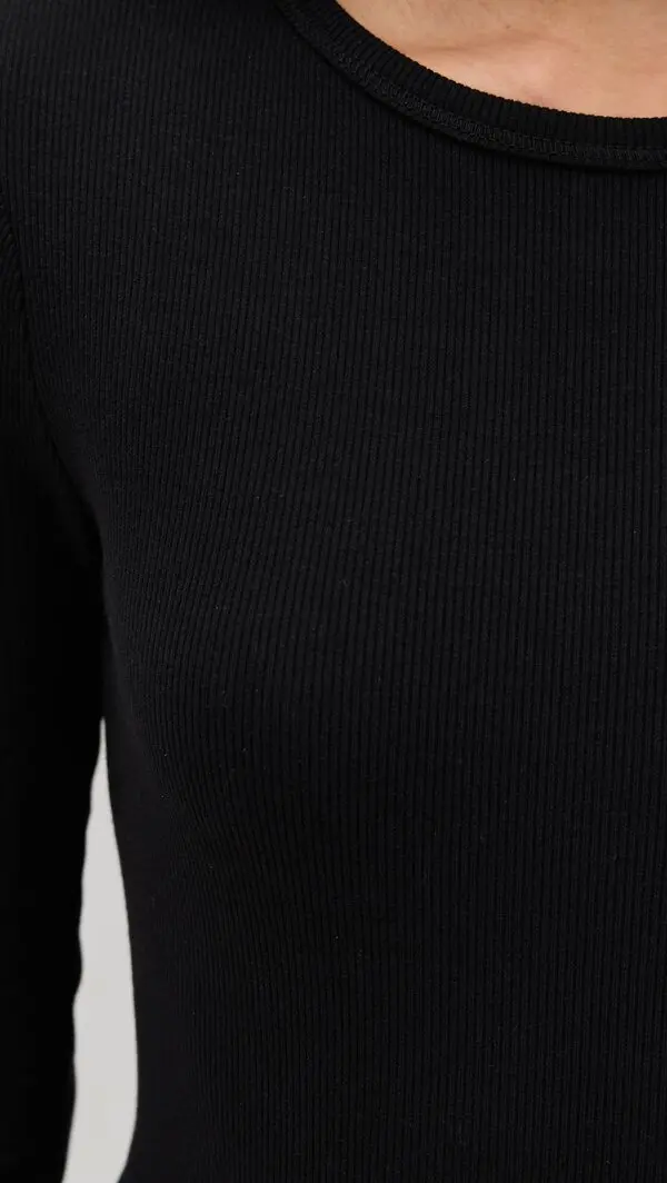 Eterne Long Sleeve Fitted Top - Black