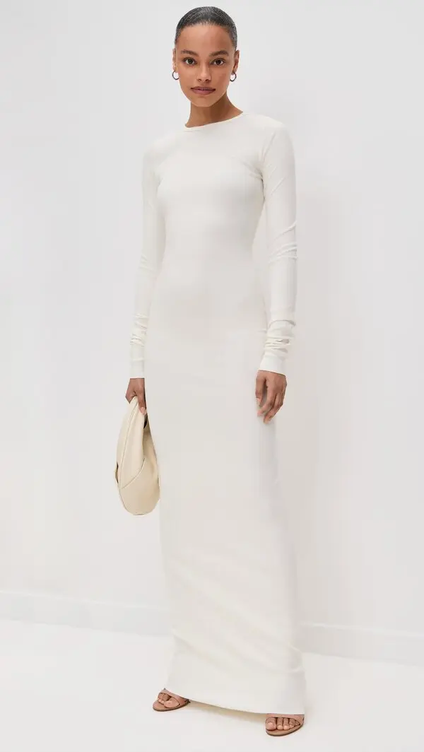 cream long sleeve maxi dress My Whole Heart Wrap skimming fit. Corrine Tiered Sleeve Maxi Dress