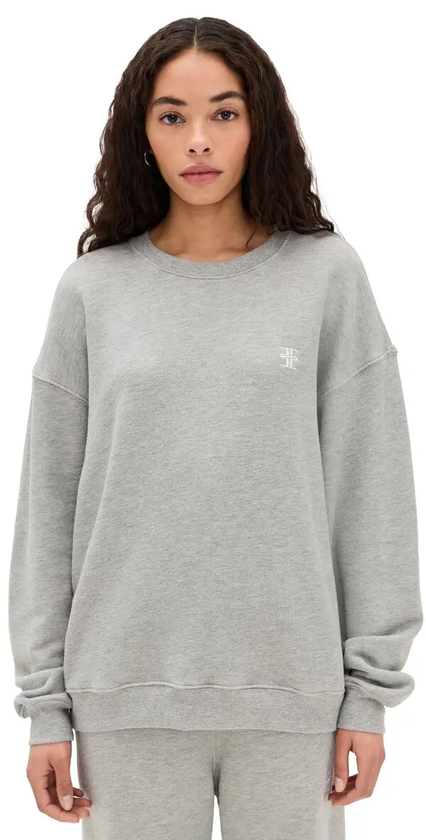 Eterne Oversized Crew Neck Sweatshirt - Heather Grey