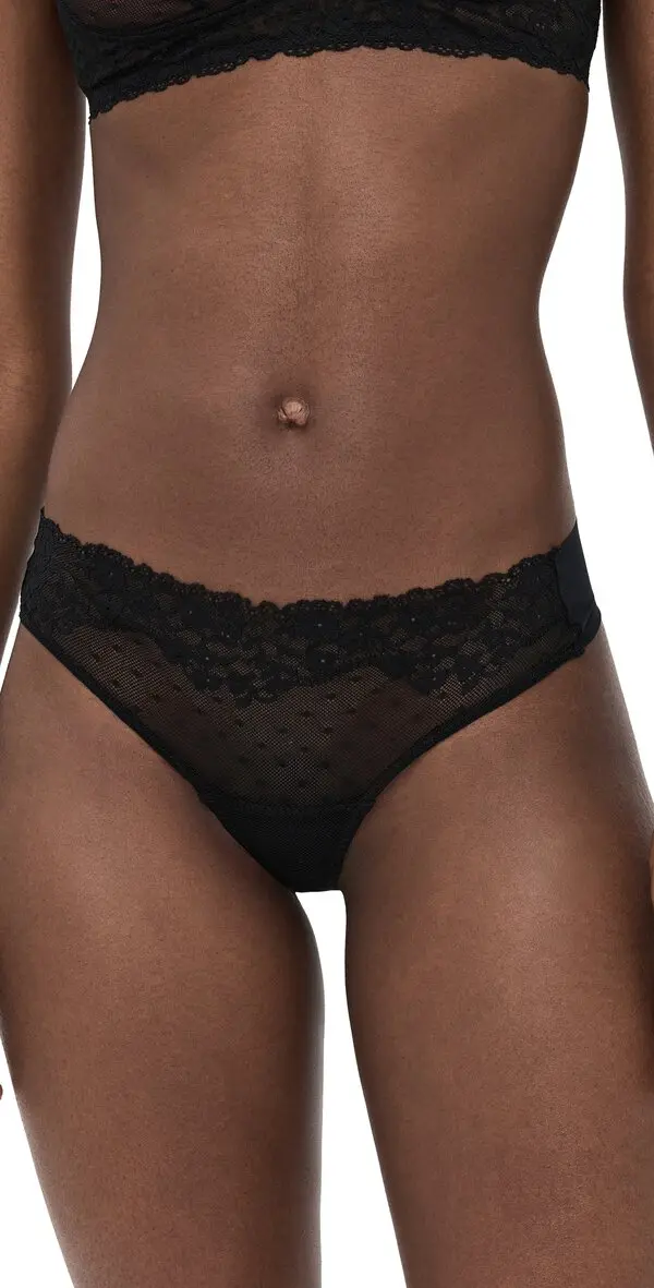 Commando Double Take Lace Thong - Black