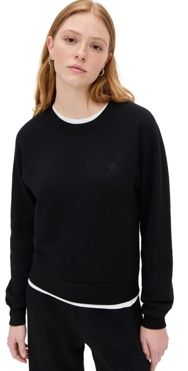Eterne Shrunken Raglan Fleece Sweatshirt - Black