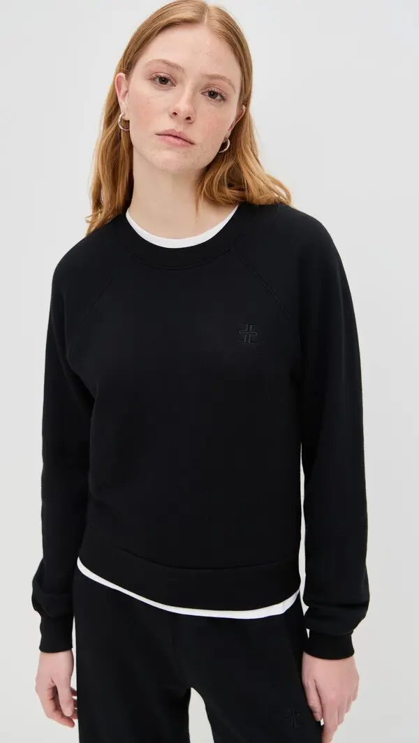 Eterne Shrunken Raglan Fleece Sweatshirt - Black