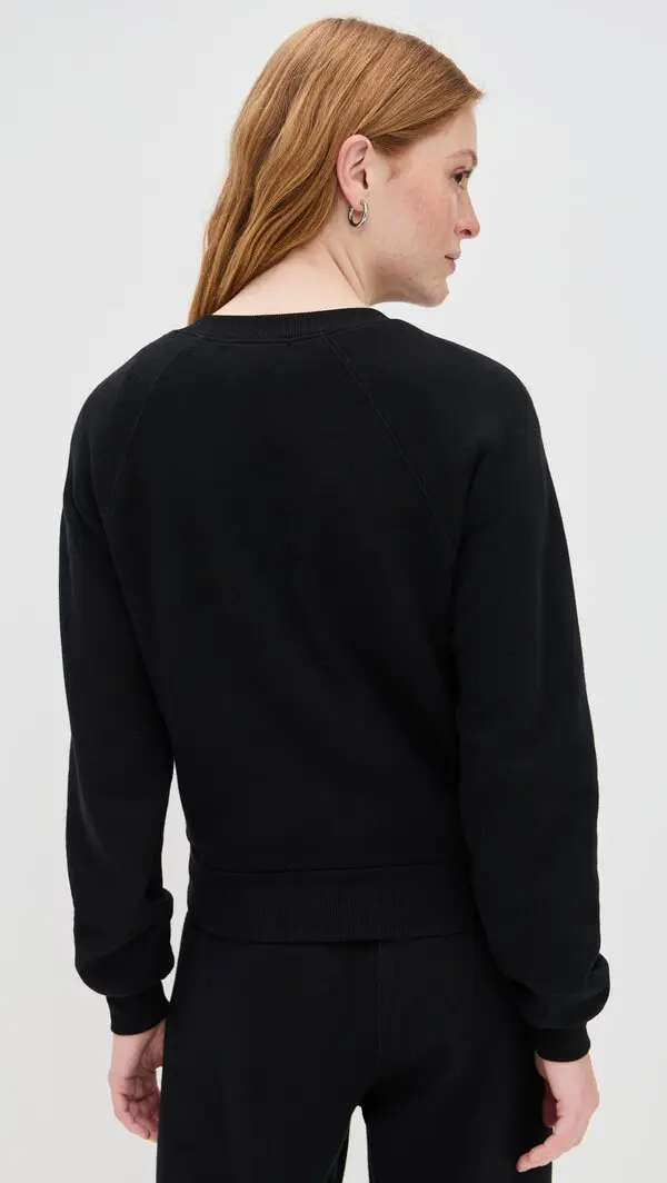 Eterne Shrunken Raglan Fleece Sweatshirt - Black