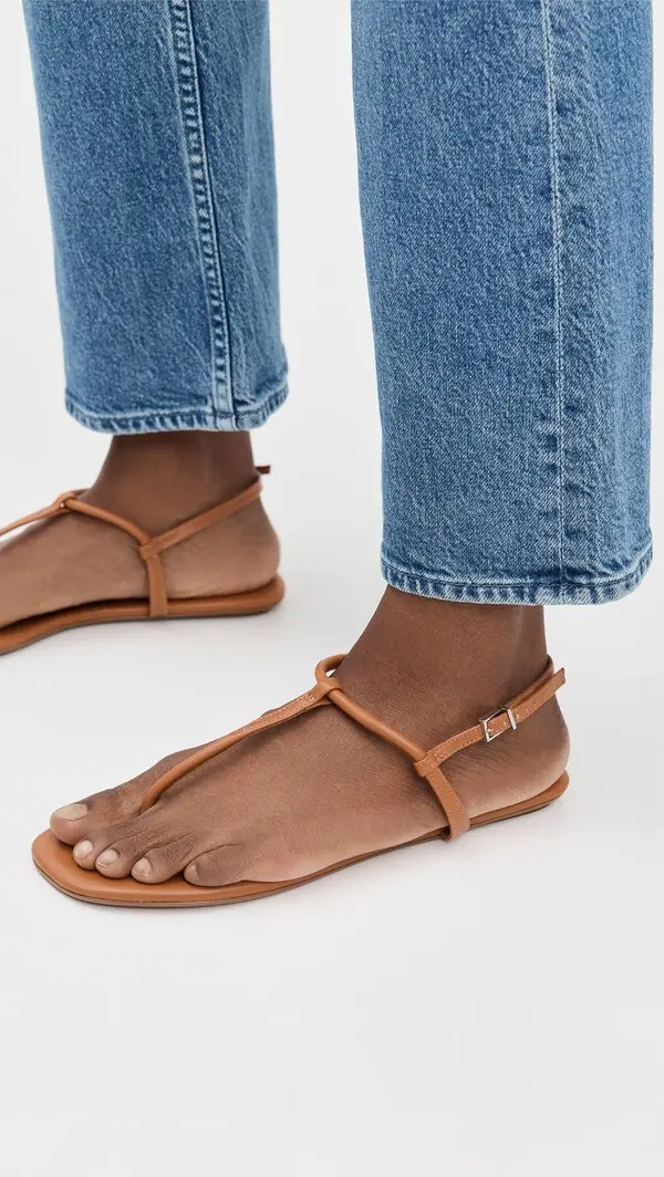 Schutz Elsha Flat Sandals - Cuoio Brown