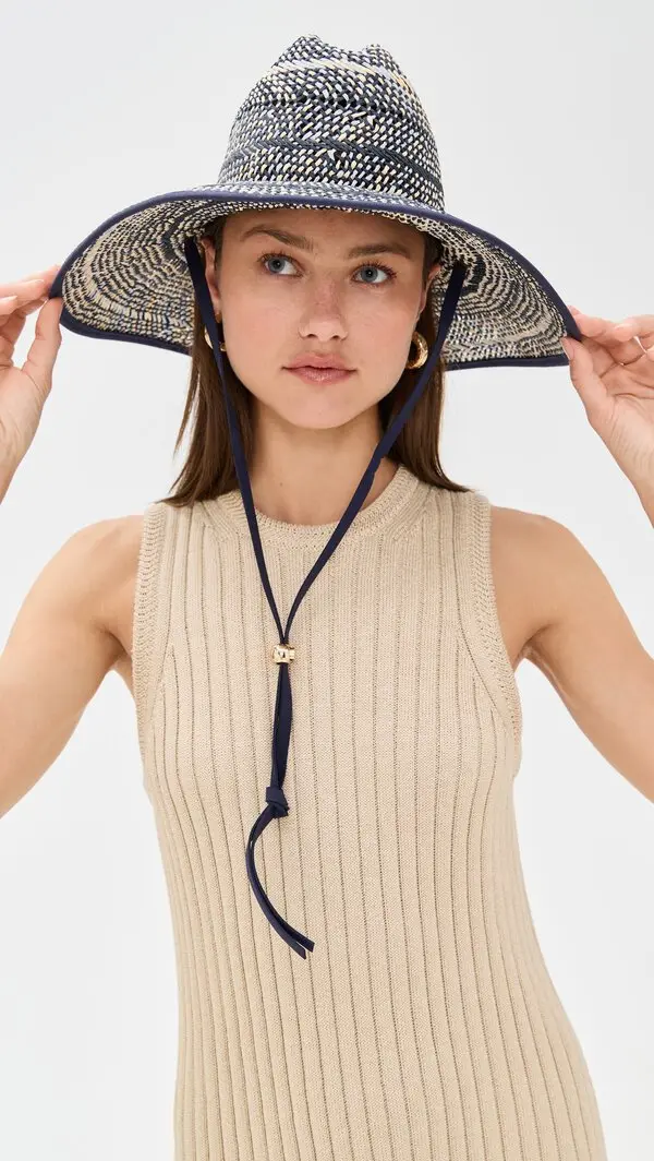 Lele Sadoughi Woven Straw Panama Hat In Navy - 30% Off  display picture 1