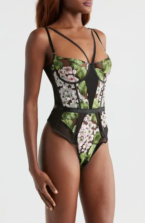 KILO BRAVA Embroidered Underwire Bodysuit - Hydrangea Night
