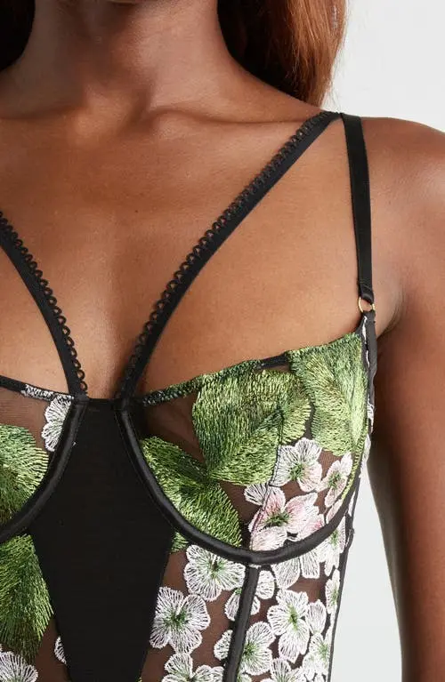 KILO BRAVA Embroidered Underwire Bodysuit - Hydrangea Night