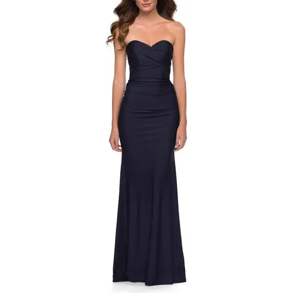 La Femme Strapless Jersey Gown