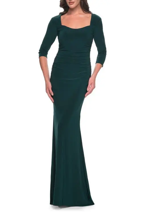 LABOMME Long Jersey Evening Dress - Hunter Green