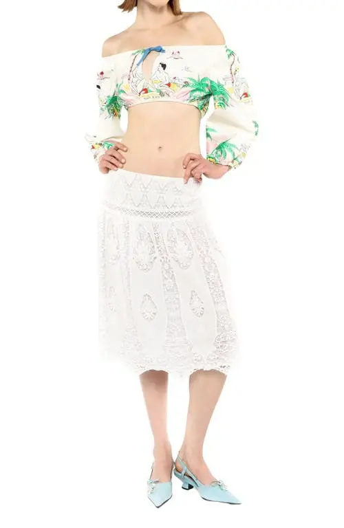 Anna Sui Applique Lace Combo Skirt