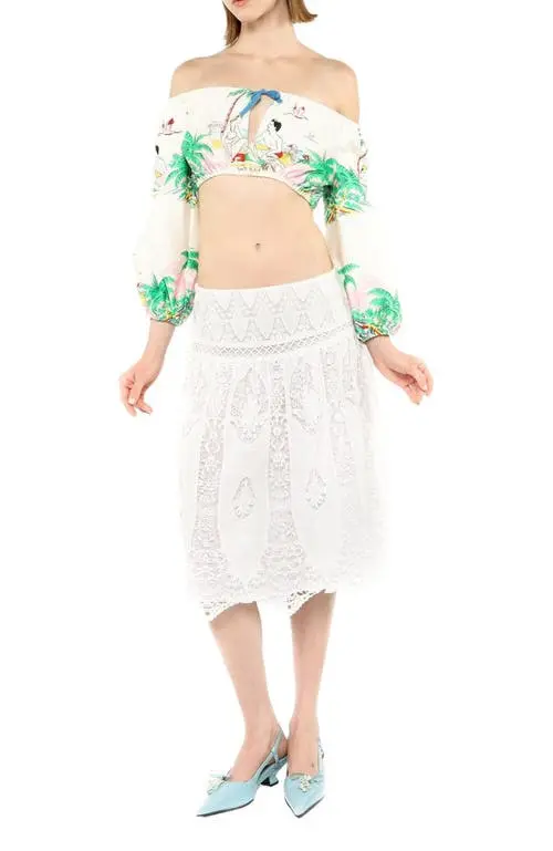 Anna Sui Applique Lace Combo Skirt