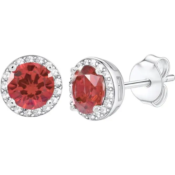 DONATELLO GIAN Name' Sterling Silver Created Ruby Stud Earrings - Red