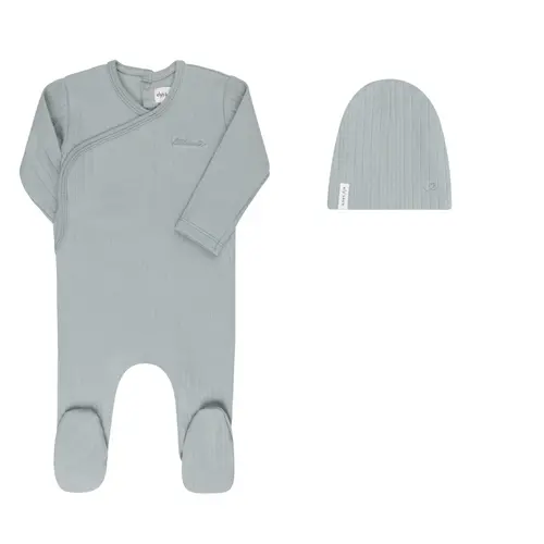 ELY'S & CO. Cotton Footie And Beanie Set - Blue