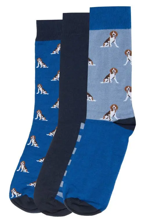 Barbour 3-pack Beagle Dog Crew Socks - Blue Beagle