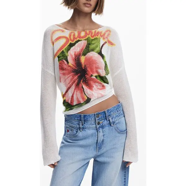 Desigual Fine Knit Sweater - White