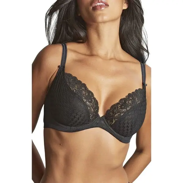 Panache Envy Underwire Stretch Lace Plunge Bra - Black