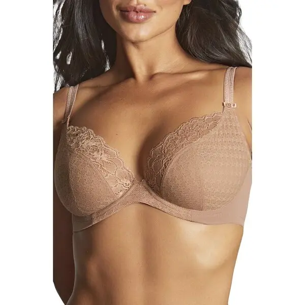 Panache Envy Underwire Stretch Lace Plunge Bra - Honey