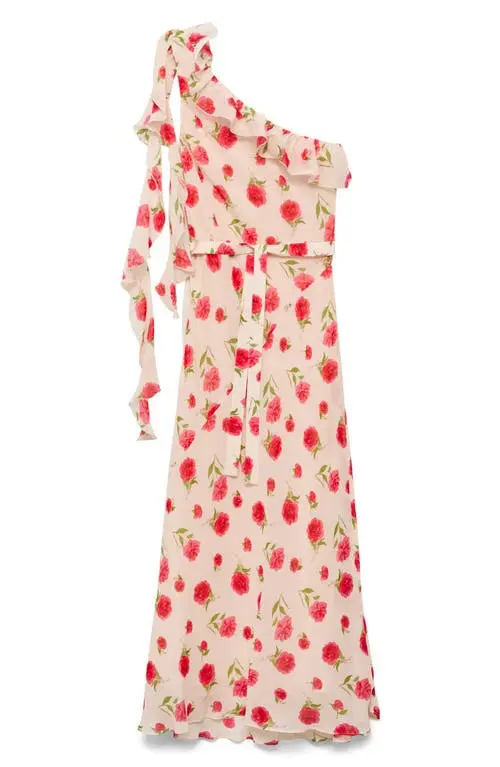 Mango Rose Ruffle One-Shoulder Maxi Dress In Ecru - 50% Off | Editorialist