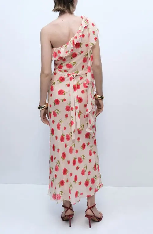 mango one shoulder ruffle dress Polo