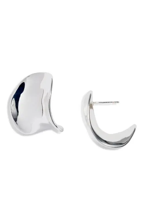Argento Vivo Curved J-hoop Earrings - Silver