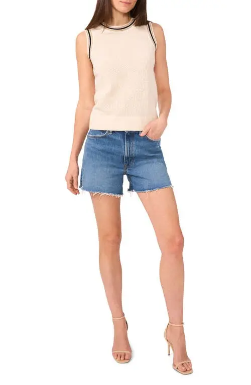 Vince Camuto Tipped Mesh Tank Sweater