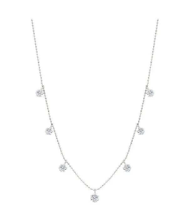 GRAZIELA 18k Gold Diamond Dangle Necklace - White