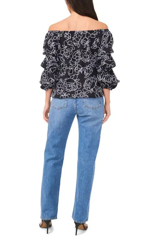 Vince Camuto Floral Off-the-shoulder Top - Rich Black