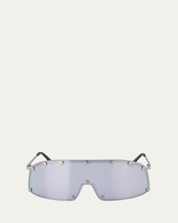 Rick Owens Studded Shield Sunglasses - Silver Temple/silver Lens