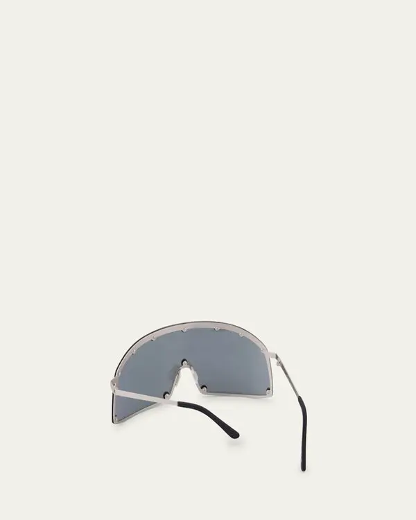Rick Owens Studded Shield Sunglasses - Silver Temple/silver Lens