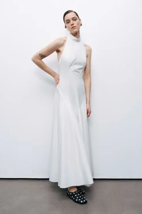 Nocturne Turtleneck Maxi Dress In Ivory - 60% Off | Editorialist
