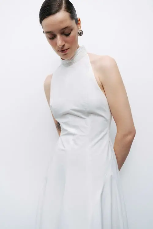 Nocturne Turtleneck Maxi Dress In Ivory - 60% Off | Editorialist