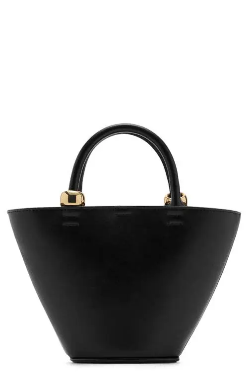 Mango Faux Leather Mini Shopper Bag - Black